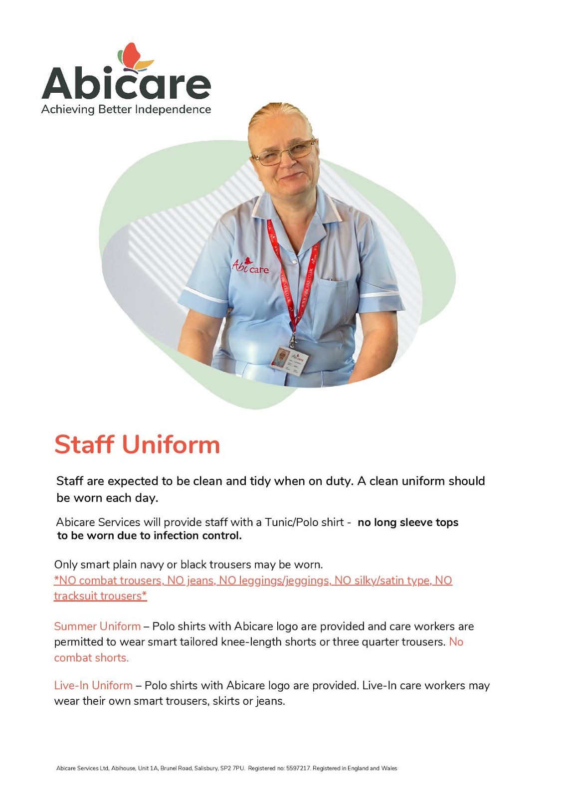 Abicare's Uniform Policy | Care At Home | Abicare